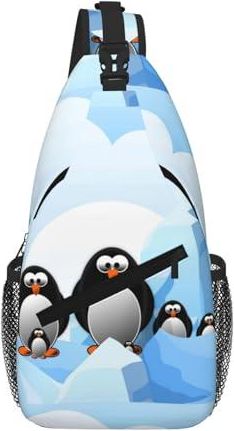 Generic Sacoche Tactique Empreinte de glace du pingouin en Antarctique R&eacute;glable Sling Sac &agrave; Bandouli&egrave;re Casual Sac DEpaule pour Femme Randonn&eacute;e &eacute;cole