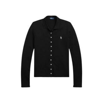 Polo Ralph Lauren Langarm Poloshirt mit Kn&ouml;pfen - - Blouses & Shirts - Damen - Schwarzk - S