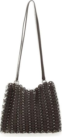 Paco Rabanne Womens 1969 Shoulder Bag Brown Leather
