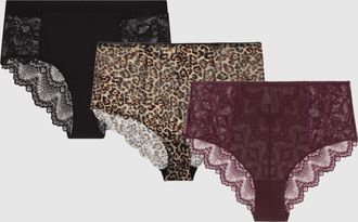 Understatement Damen vegan Slips Spitze Highwaist 3x Multicolor