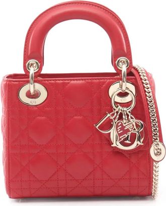 Dior 2000-2025 Mini Patent Cannage Lady Dior satchel - Rot