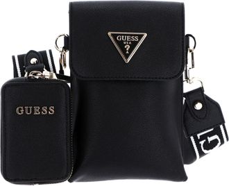Guess Damen Latona Flap Chit Chat Handy, Crossbody, Schwarz