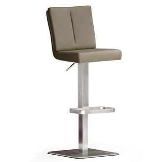 Robas Lund Barhocker mit Lehne Barstuhl Cappuccino drehbar 180 Grad, Hocker höhenverstellbar, PU BRU.NI