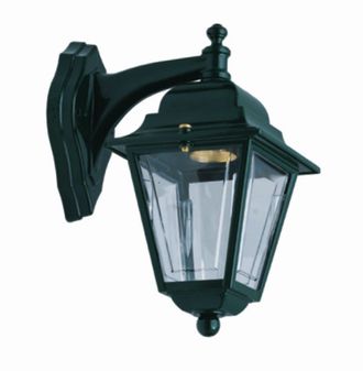 Licht-Erlebnisse Außenlampe Wand Messing massiv E27 IP43 26 cm hoch Grün Rustikal Außenlaterne Balkon Terrasse Wandleuchte außen Hofleuchte