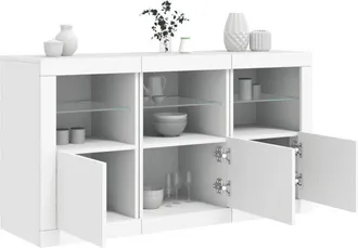 vidaXL Buffet avec lumi&egrave;res led blanc 123x37x67 cm