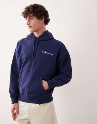 Polo Ralph Lauren Kapuzenpullover in Marineblau mit Wappen-Logoschriftzug