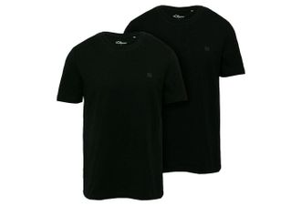 s.Oliver T-Shirt T-Shirt mit Flammgarnstruktur kurzarm, Rundhals, Logo