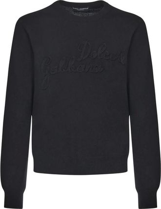 Dolce & Gabbana Homme, Sweatshirts et sweats à capuche, Noir, Taille: XL Pull en laine noir Col à côtes