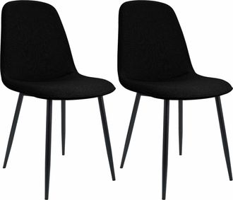 Clp Esszimmerstuhl 2er Set gepolstert Maryam, Küchenstuhl mit Rückenlehne und schwarzem Metallgestell, bis 150 kg belastbar, Farbe:schwarz, Material:Stoff