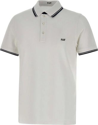 Fay Homme, Tops, Blanc, Taille: 2XL Polo Stretch Piqu&eacute;