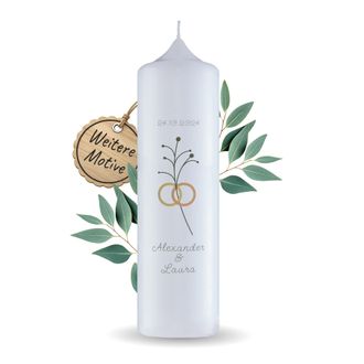 Engels Kerzen Stumpenkerze &Oslash;7 H 25cm Zwei Ringe - Hochzeitskerze personalisierbar mit Namen & Datum. Handgemachte Kerze mit langer Brenndauer, ideal f&uuml;r Hochzeiten.