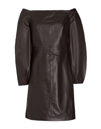 8 by YOOX LEATHER PUFF-SLEEVE MINI DRESS
