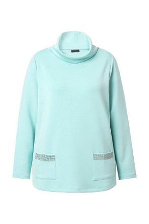 Ulla Popken Sweatshirt Sweatshirt Ziersteintaschen Boxy Stehkragen