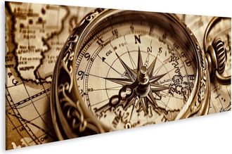 Islandburner Bild auf Leinwand Steampunk Taschenuhr Kompass mit gravierte Digital Karte und komplexen Details Bilder Wandbilder Poster