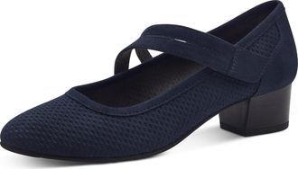 Jana Damen Pumps mit Riemen Kleiner Absatz Vegan, Blau (Ocean), 38 EU