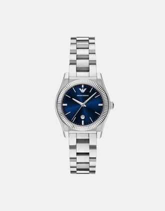 Emporio Armani Montre pour femme en acier inoxydable &agrave; 3 aiguilles - Argent&eacute;