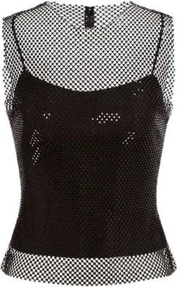 Alberta Ferretti Femme, Tops, Noir, Taille: 40 FR Mesh Overlay Sleeveless Top