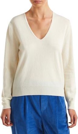 Benetton Pull Femme, Blanc, XL