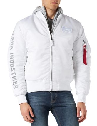 Alpha Industries Alpha Industries Herren MA-1 D-Tec SE Bomberjacke, White/Reflective, XL