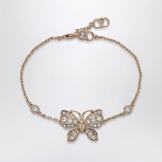 Valentino Garavani Flutterby Goldarmband aus Metall und Kristallen