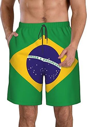 AOOEDM Drapeau du Brésil Short de Bain pour Homme Maillot de Bain à séchage Rapide avec Doublure en Maille