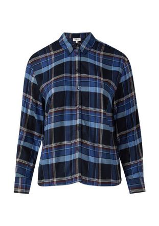 s.Oliver Langarmbluse Bluse Karierte Hemdbluse mit Raffung am R&uuml;cken