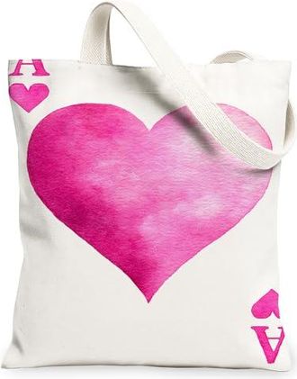 Generic Sacs fourre-tout en toile motif coeur de p&ecirc;che, sacs d&eacute;picerie r&eacute;utilisables, &eacute;l&eacute;gants et &eacute;l&eacute;gants, l&eacute;gers et lavables, p&ecirc;che, 13x15 Inch