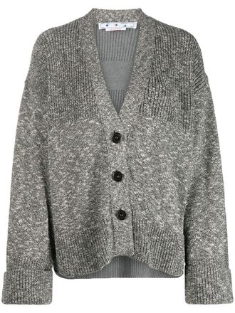 Off-white cardigan chin&eacute; &agrave; rayures Diag - Gris