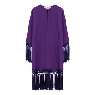 Valentino Garavani Femme, Robes, Violet, Taille: 36 FR Robe Violette en Soie avec Franges