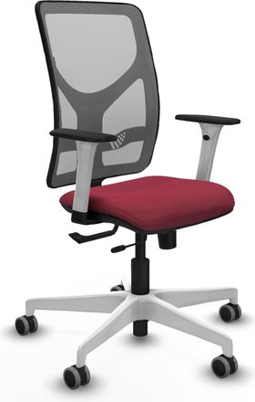 Piqueras y Crespo B&uuml;rostuhl aus Stoff, h&ouml;henverstellbar, mit Rollen, mit wei&szlig;en und schwarzen Armlehnen, h&ouml;henverstellbare Lendenwirbelst&uuml;tze, Grau/Kastanienbraun