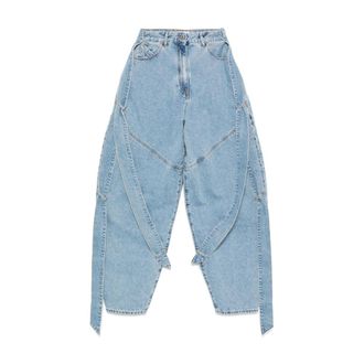 The Attico Femme, Jeans, Bleu, Taille: W26 Wide Light Jeans With Ribbons