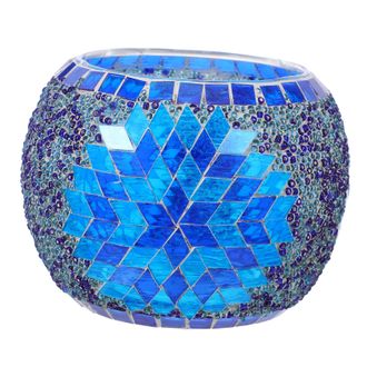 Cabilock Glas Kerzenhalter Mosaikglas Kerzenst&auml;nder Blauer Leuchter Europ&auml;ischer Stil F&uuml;r Western Restaurantparty Romantische Atmosph&auml;re