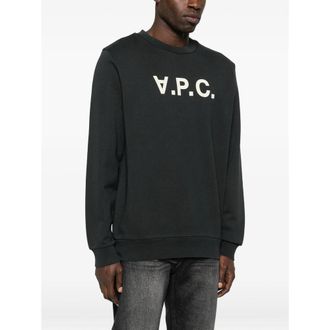 A.P.C. Logo-Embroidered Crew Neck Sweatshirt - Black