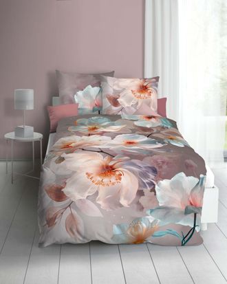 Kaeppel Bettwäsche Mother of Pearl Champagner Mako Satin - 100% Baumwolle - Digitaldruck (1 x 80x80 + 1 x 155x220 cm)