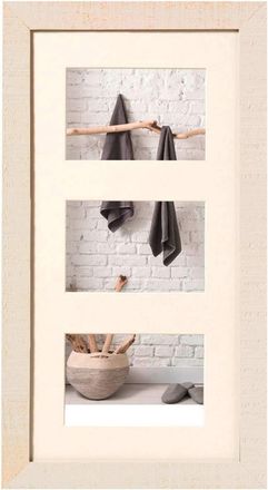 JACK Bilderrahmen Fotorahmen Collage | Für 3 Bilder | Holz | Cremeweiß | 29,8x55,1 cm
