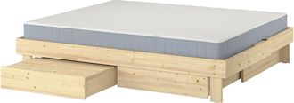 IKEA GLAMBERGET Bettgestell + Aufbewahrung+Matratze
