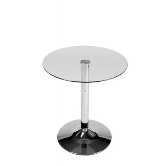 Clp Table haute ronde &Oslash; 60 cm en verre et acier inoxydable - Hauteur 70 cm - Design moderne pour bistrots et restaurants