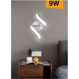 Trade Shop Trade Shop Traesio - Trade Shop - led Wandleuchte 9 Watt Spirale Curve nat&uuml;rliches Licht kalt warm E58 wei&szlig;