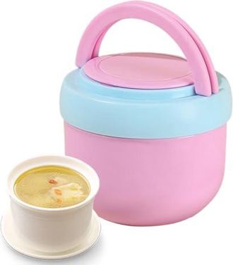 Generic Bocal alimentaire isotherme | Bol &agrave; soupe isotherme anti-fuite et passe au micro-ondes avec cuill&egrave;re pour voyage, bureau, camping, pique-nique et &eacute;col