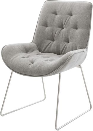 DELIFE Polsterstuhl Taimi-Flex Kufengestell Edelstahl Strukturstoff Soft Grau