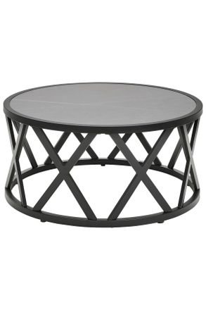 Livetastic Couchtisch, Schwarz, Hellgrau, Metall, Stein, rund, rund, 35x75x75 cm, Wohnzimmer, Wohnzimmertische, Couchtische