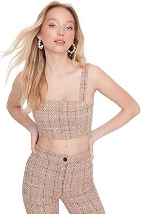 Trendyol Woman Regular Standard Square Collar Woven Blouse Chemise, Beige, 34 Femme