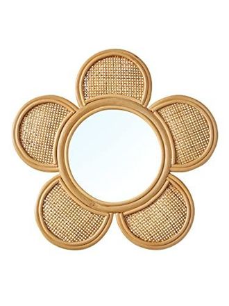 Vertbaudet Miroir XL rotin et cannage Fleur Beige dor&eacute; TU
