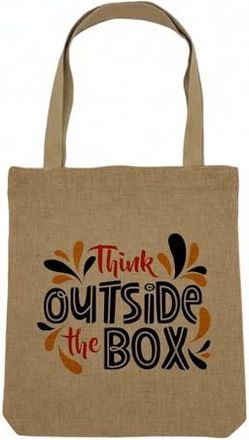 Fabulous Sac Shopping Tote Bag Aspect Lin - Think Outside The Box Typographie Message Citation Start up - Sac de Courses Toile Epaisse 360g Beige Naturel Cabas