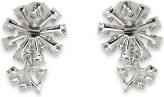 Self Portrait Womens Crystal Flower Earrings Silver Brass