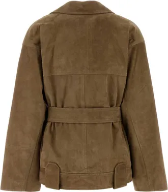 Khaite Womens Biscuit Suede Alder Jacket Khaki Exterior: Lamb Lining: Cupro Giacche E Gilet