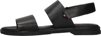 Tommy Hilfiger Homme, Chaussures, Noir, Taille: 44 EU Sandales en cuir signature &agrave; double bride