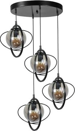 Opviq Elegant Black & Fume Chandelier, 35 cm Diameter, Adjustable Height 70 cm | Metal Body, E27 Max 40W, IP20 | Perfect for Modern Living Spaces