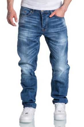 Amaci & Sons Herren Jeans Regular Straight Fit Denim Hose Destroyed 7984 Hellblau W32/L34