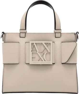 A|X Armani Exchange Femme, Sacs, Beige, Taille: ONE Size Sac fourre-tout beige avec boucle logo en m&eacute;tal